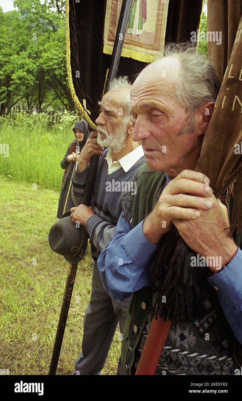 Hunedoara County, Romania, 2003. Members of the Momarlani community ...