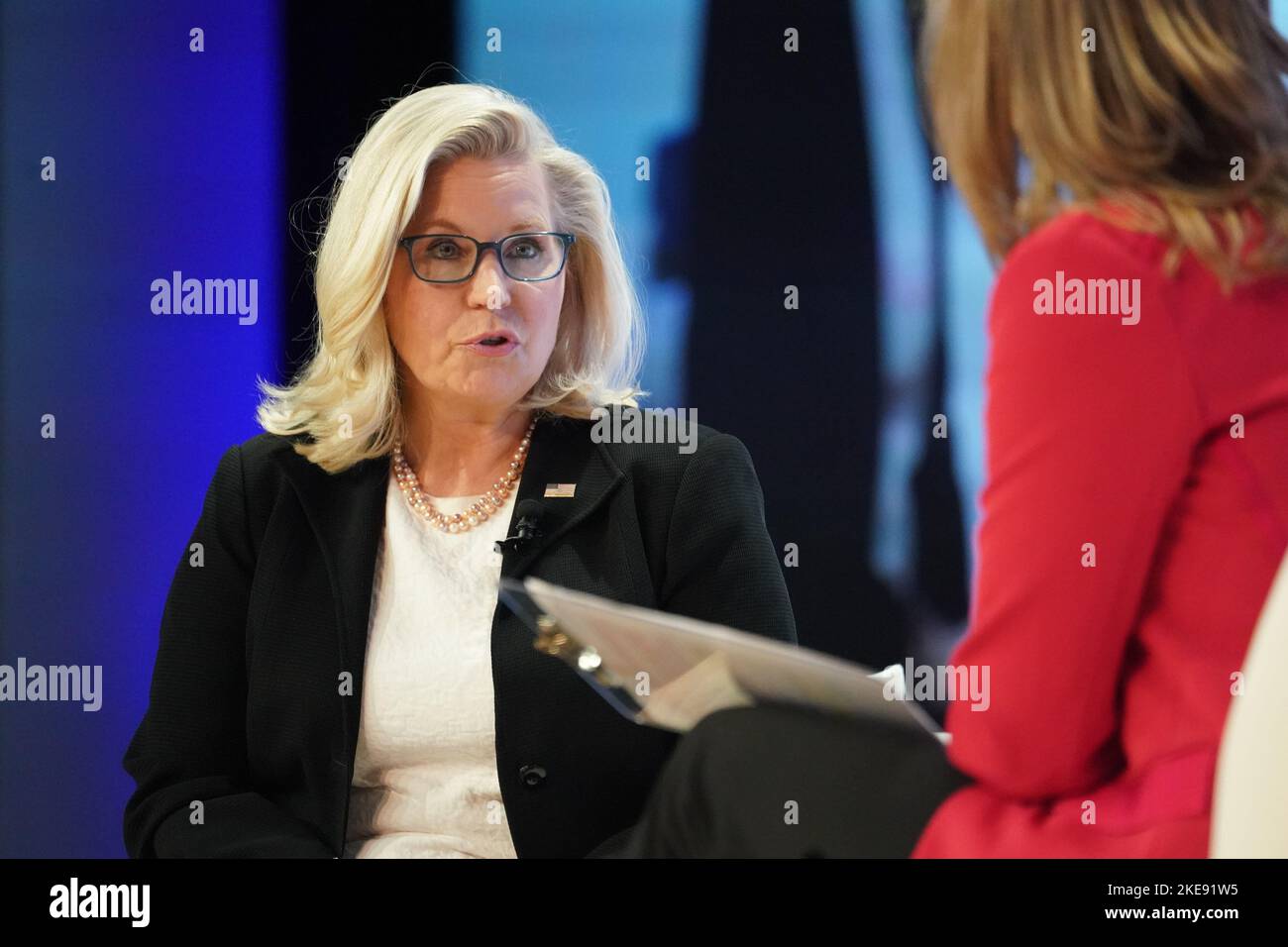 New York, NY, USA. 10th Nov, 2022. Congresswoman LIZ CHENEY speaks at ...
