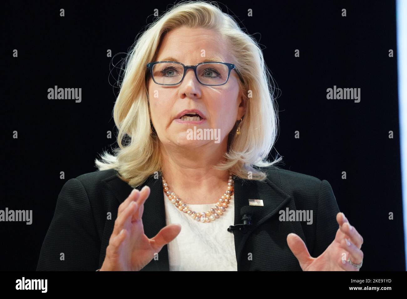New York, NY, USA. 10th Nov, 2022. Congresswoman LIZ CHENEY speaks at ...