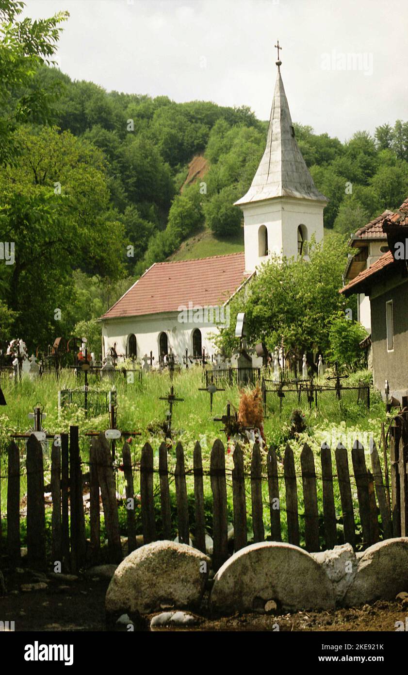 Jiet, Hunedoara County, Romania, 2003. Exterior view of the Christian ...