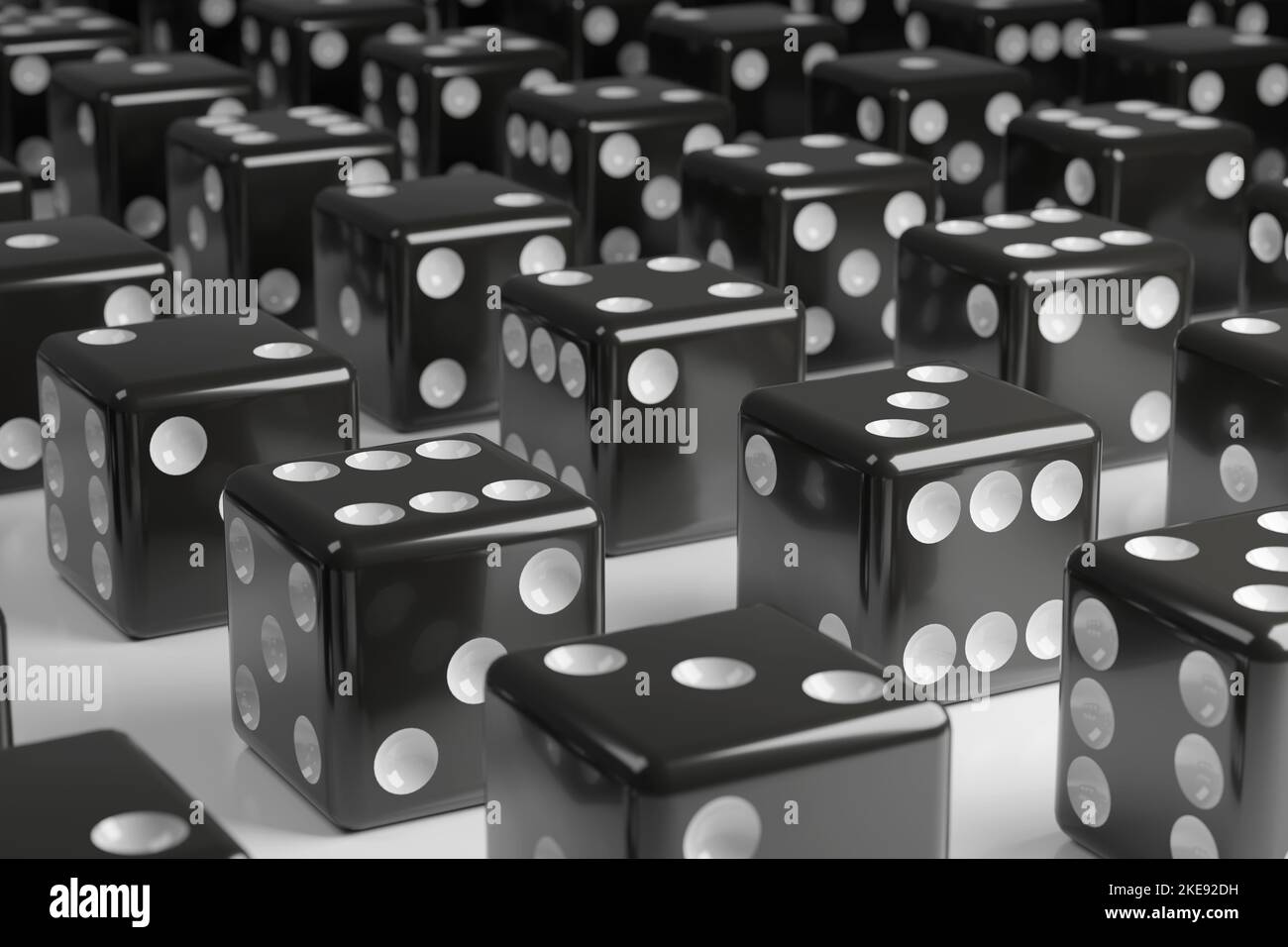 Closeup of black dice on a white background. 3d illustration Stock ...