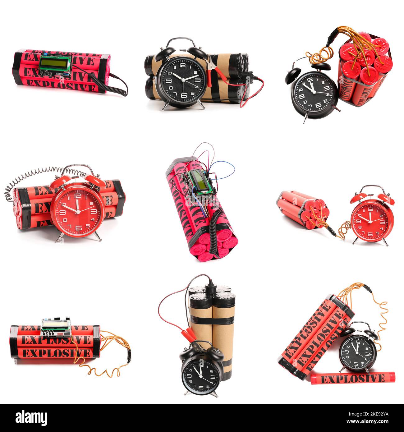 Set of bombs with timer isolated on white Stock Photo - Alamy