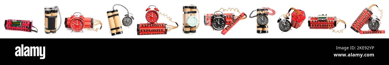 Set of bombs with timer isolated on white Stock Photo - Alamy