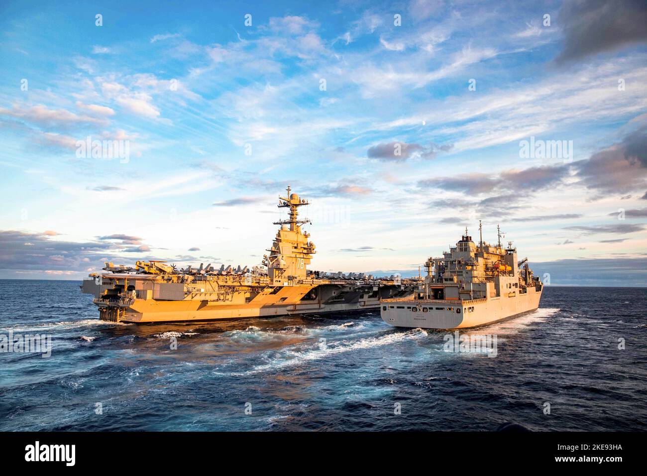 Atlantic Ocean. 2nd Nov, 2022. The first-in-class aircraft carrier USS ...