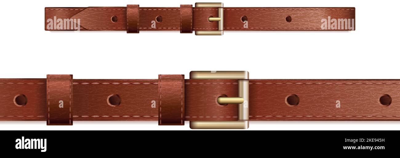 Vector realistic icon. Leather belt with golden buckle Stock Vector ...