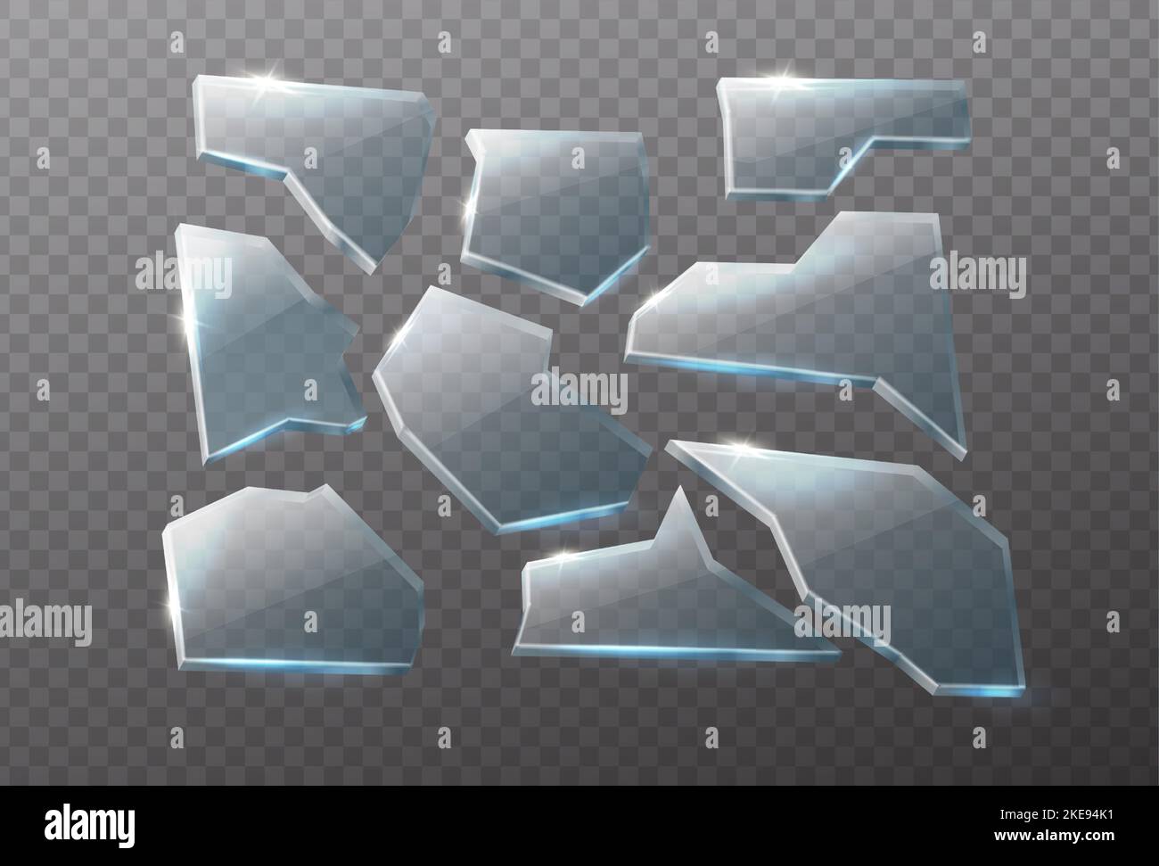 3d realistic cracked rectangular glass plate on transparent background ...