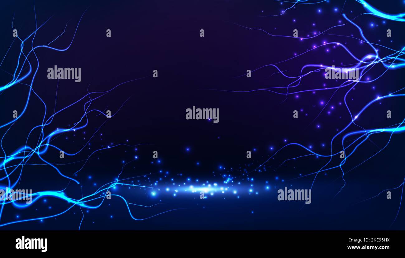 banner illustration lightning of thunder in abstract blue background ...