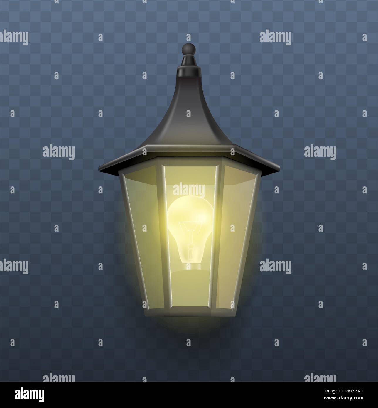 realistic vector icon. Outdoor wall garden light lamp. Street light ...