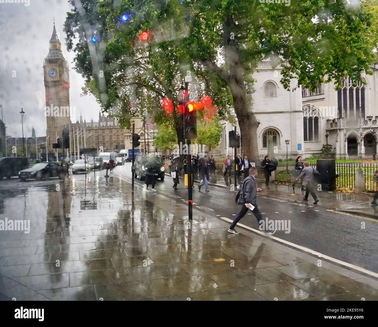 Big Ben and West Minster Abbey on a rainy morning in London