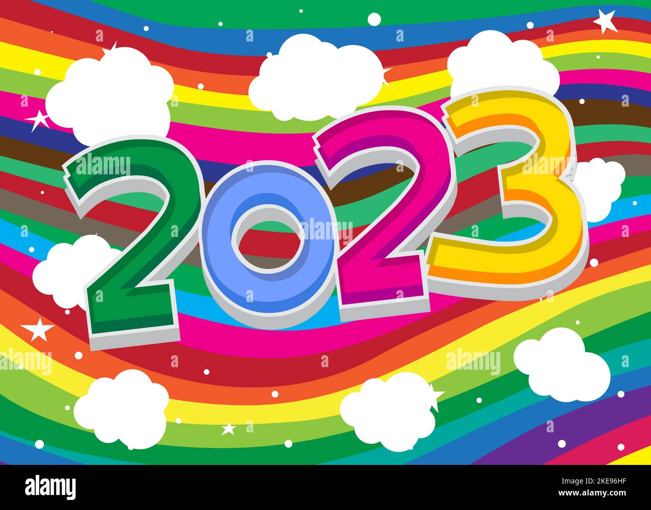 2023. Number written with Children's font in cartoon style Stock Vector ...