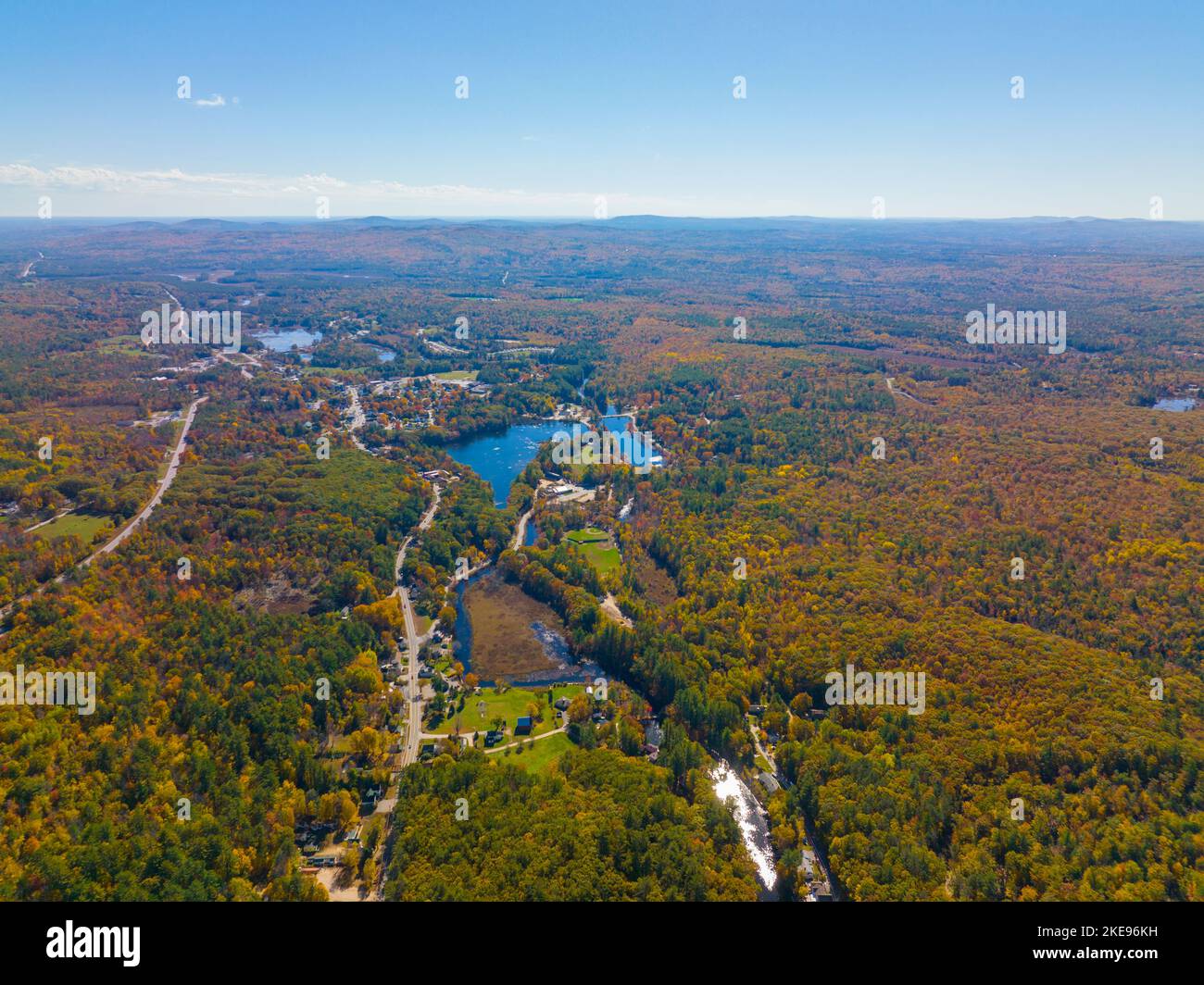 Merrymeeting River aerial view in fall at Alton Bay at Lake ...