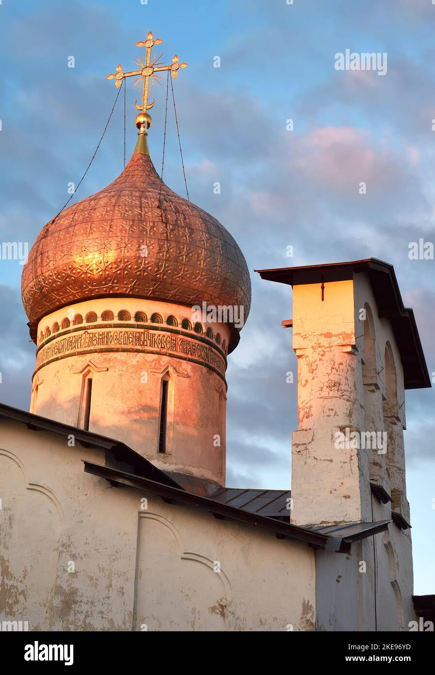 Old Russian churches of Pskov. The dome of the Church of Peter and Paul ...