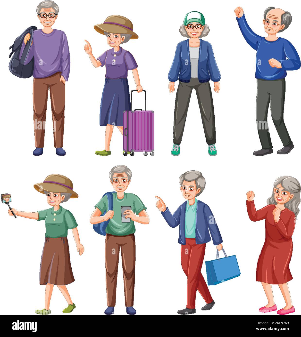 Collection of elderly people characters illustration Stock Vector Image ...