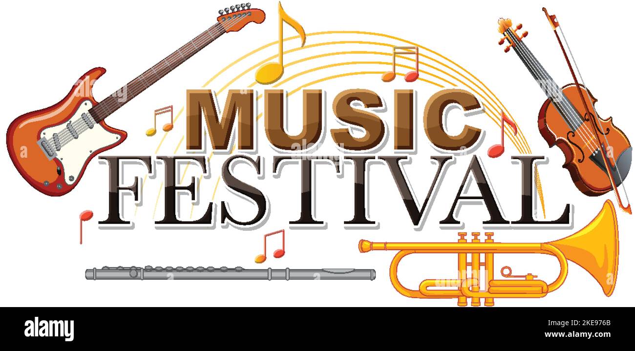 Music Festival text with musical instruments illustration Stock Vector ...