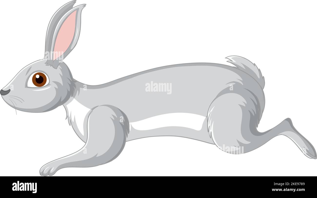 Cute grey rabbit cartoon character illustration Stock Vector Image ...