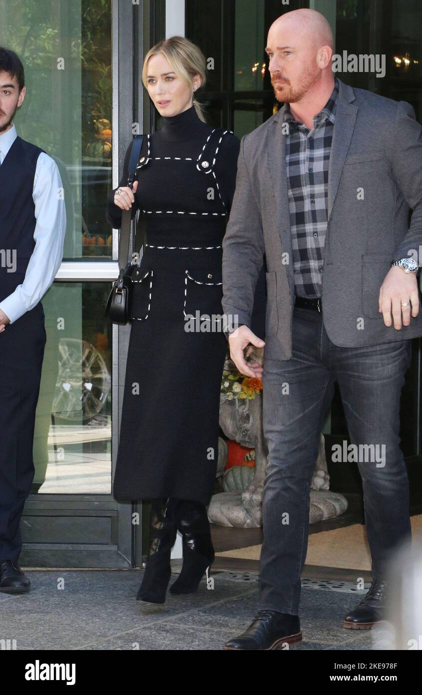 Emily Blunt leaving to The Roxy Theatre to talk about her new Prime Video series The English ...