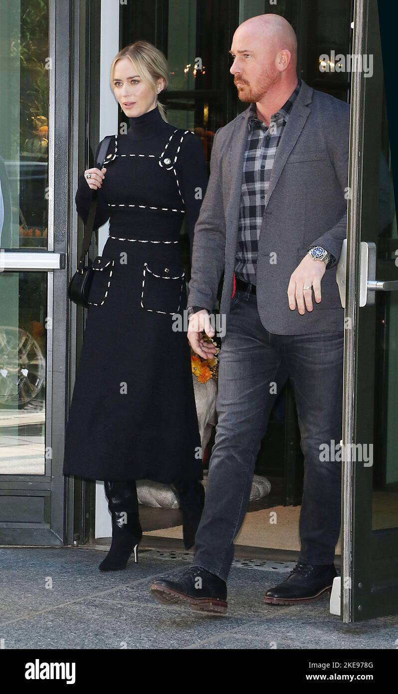 Emily Blunt leaving to The Roxy Theatre to talk about her new Prime Video series The English ...