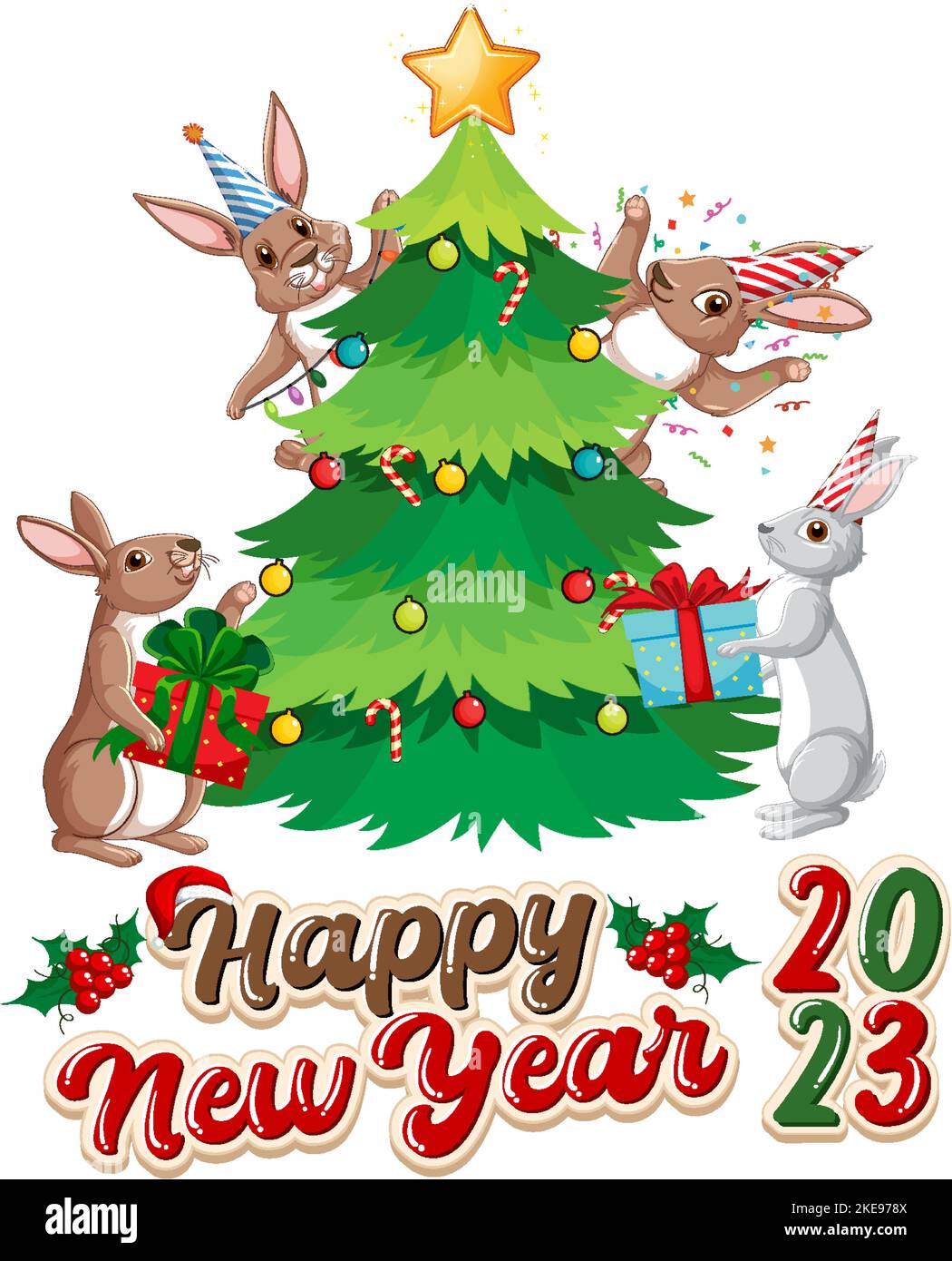 Year of the Rabbit Happy New Year Banner illustration Stock Vector ...