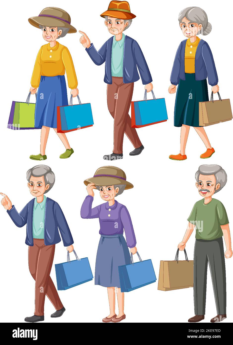 Senior people shopping collection illustration Stock Vector Image & Art ...