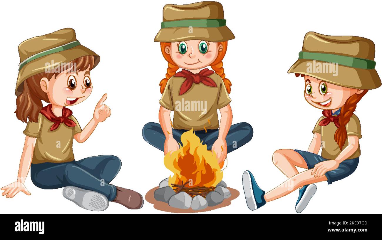 Children sitting around campfire illustration Stock Vector Image & Art ...