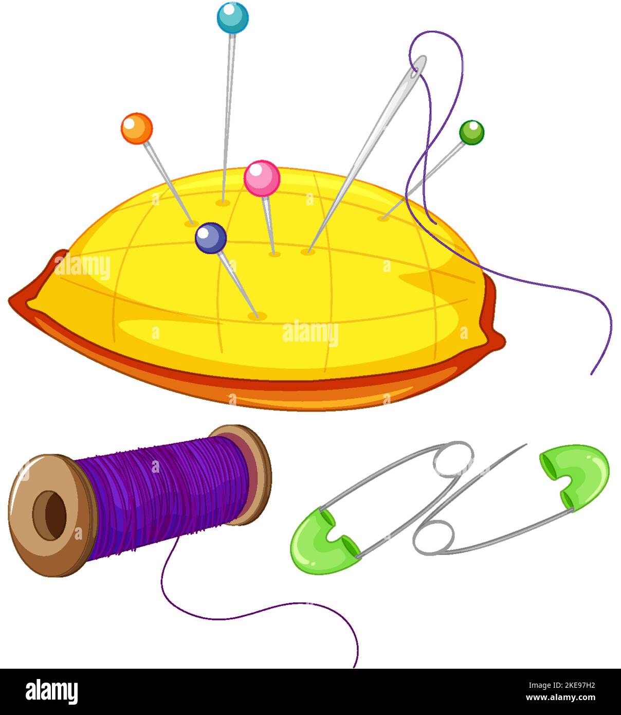 Isolated sewing kit on white background illustration Stock Vector Image ...