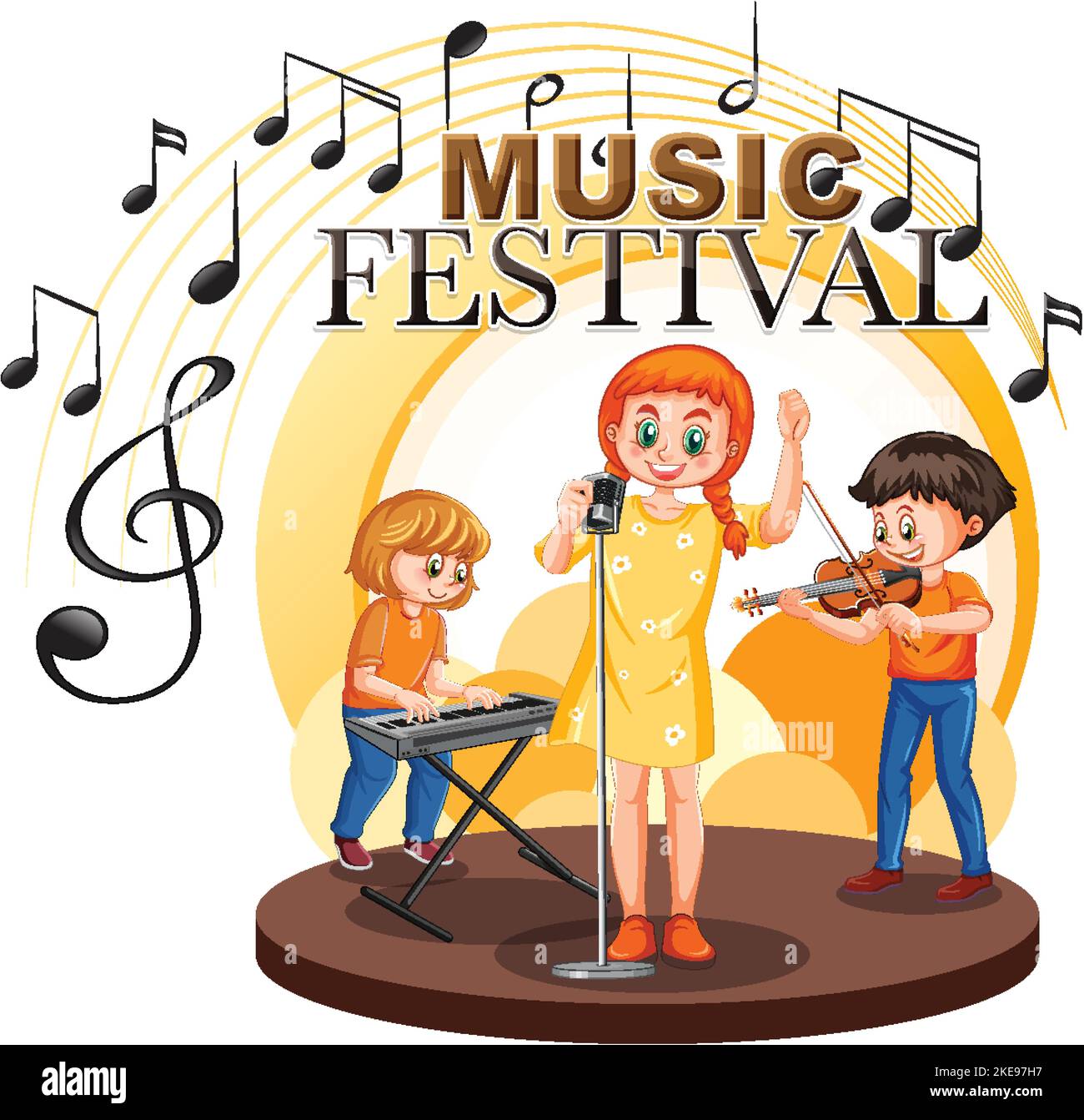 Kids music band cartoon character illustration Stock Vector Image & Art ...