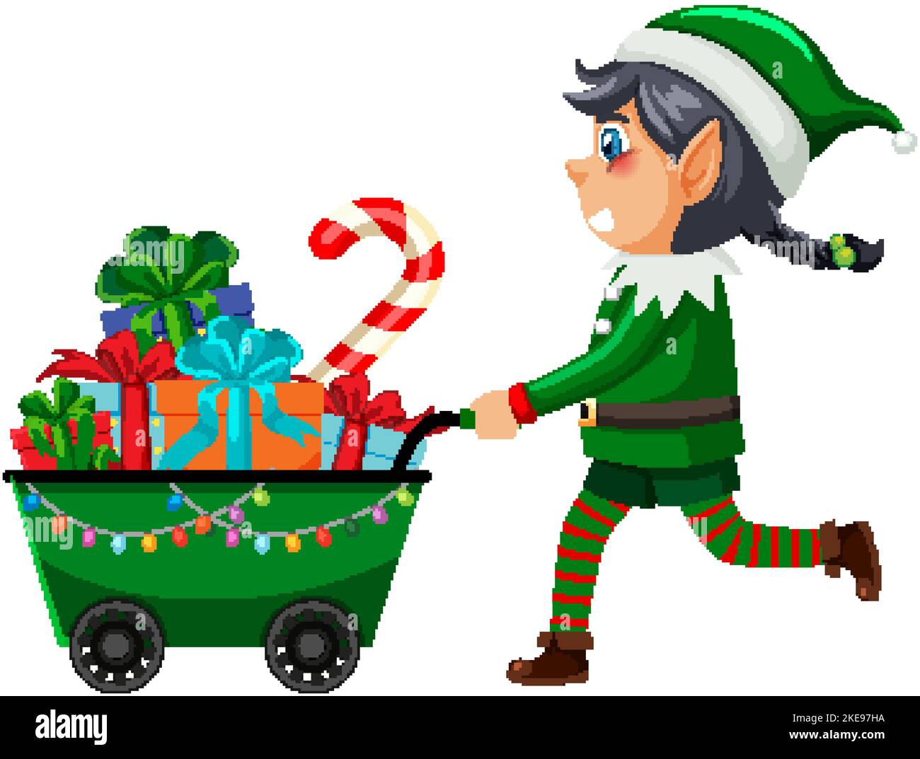 Christmas elf cartoon character illustration Stock Vector Image & Art ...