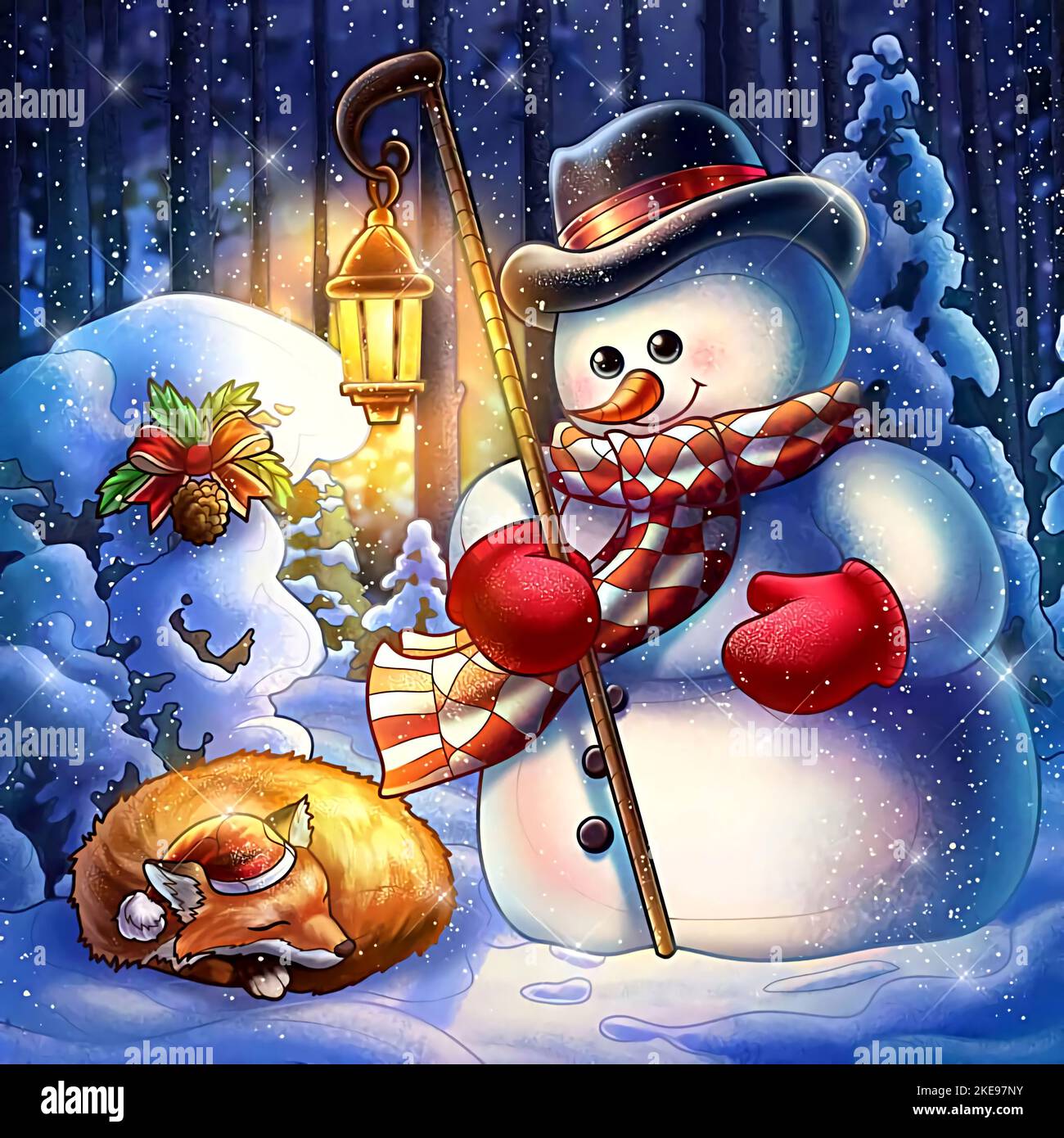 Fox christmas illustration hi-res stock photography and images - Alamy