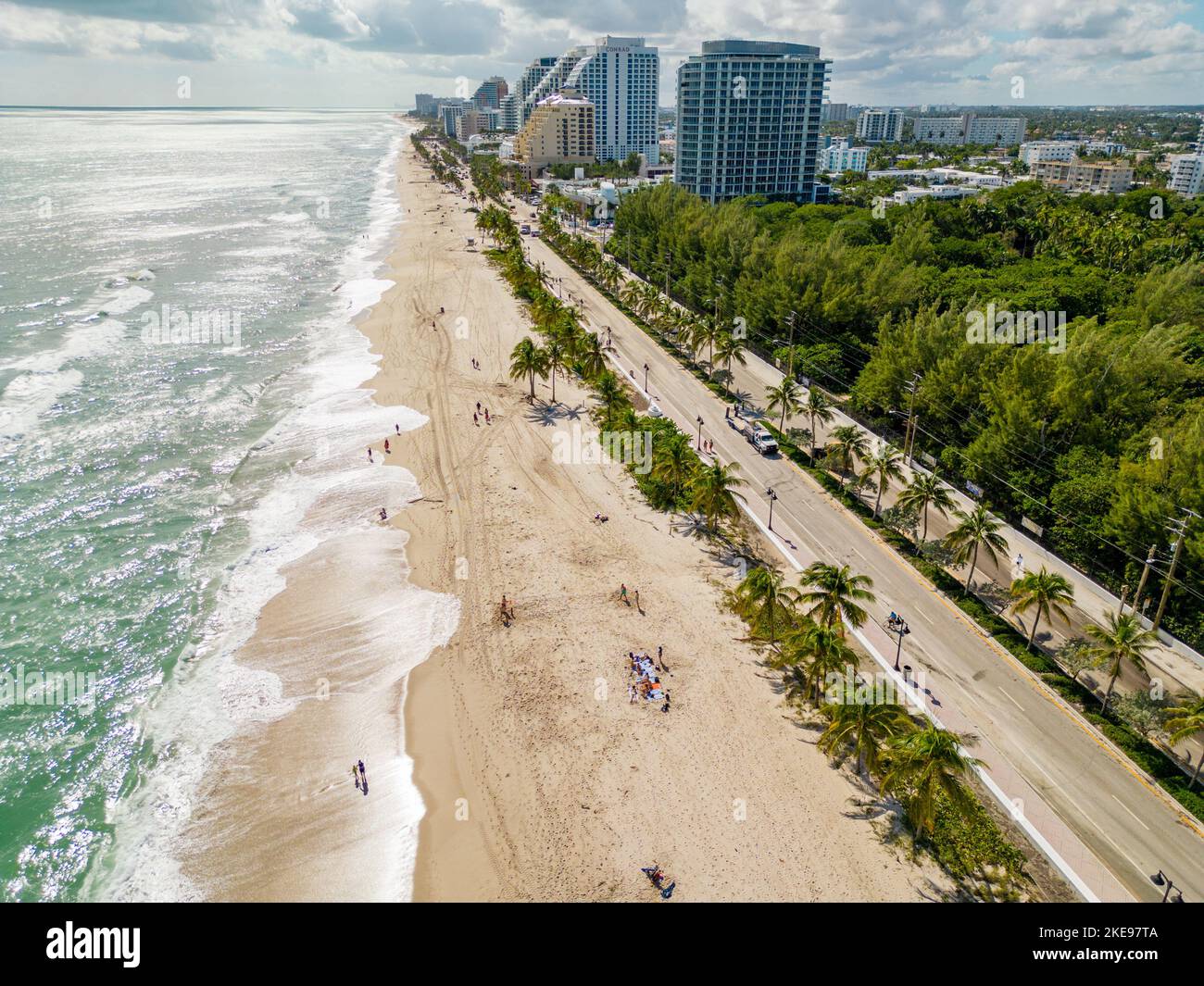 Fort Lauderdale Beach morning after Hurricane Nicole aftermath with ...