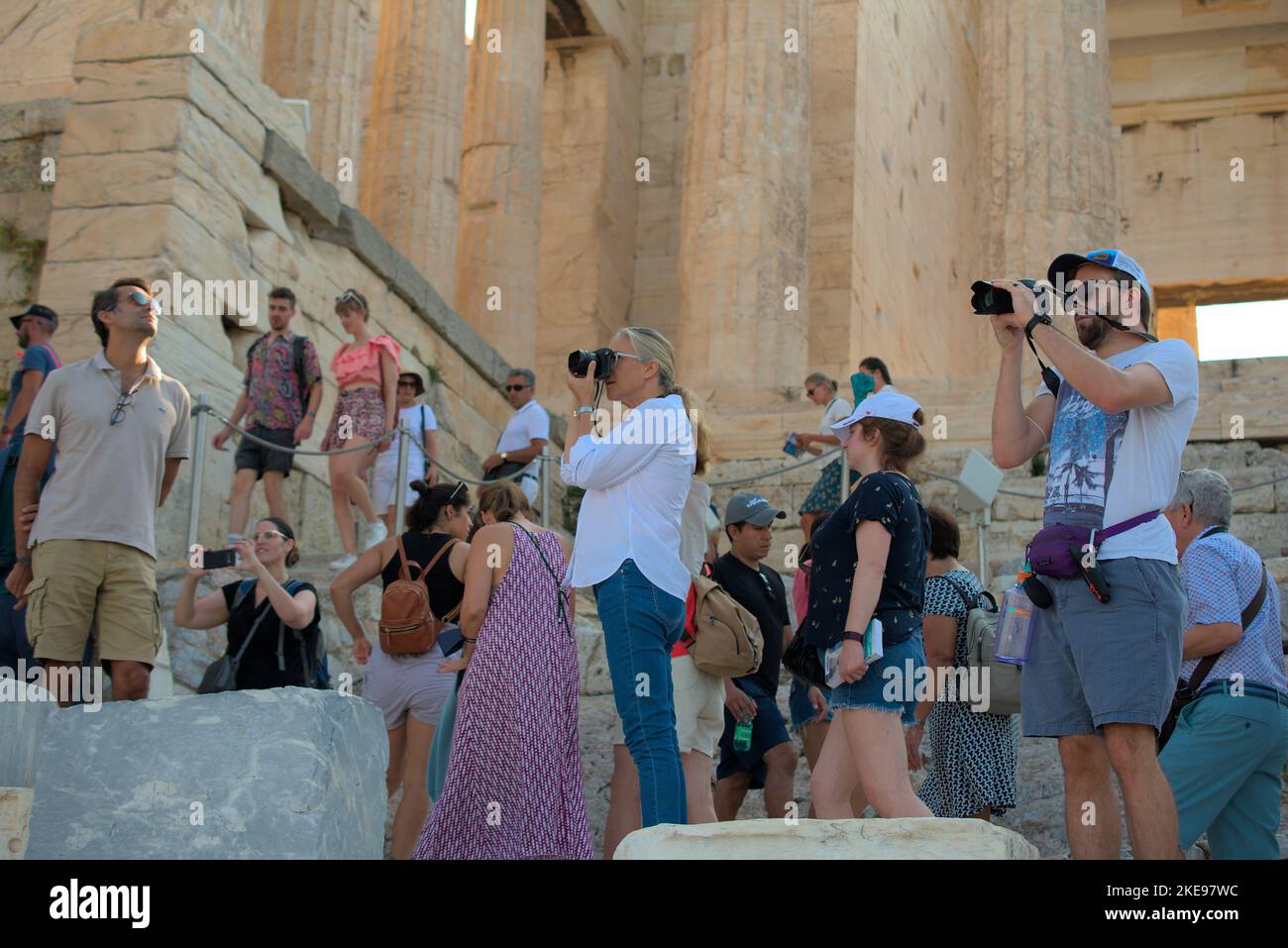 Woman looking at acropolis hi-res stock photography and images - Alamy