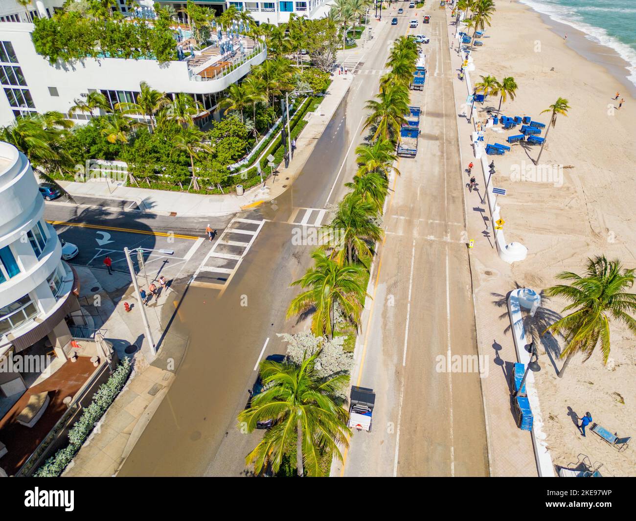 Fort Lauderdale, FL, USA - November 10, 2022: Fort Lauderdale Beach morning after Hurricane ...