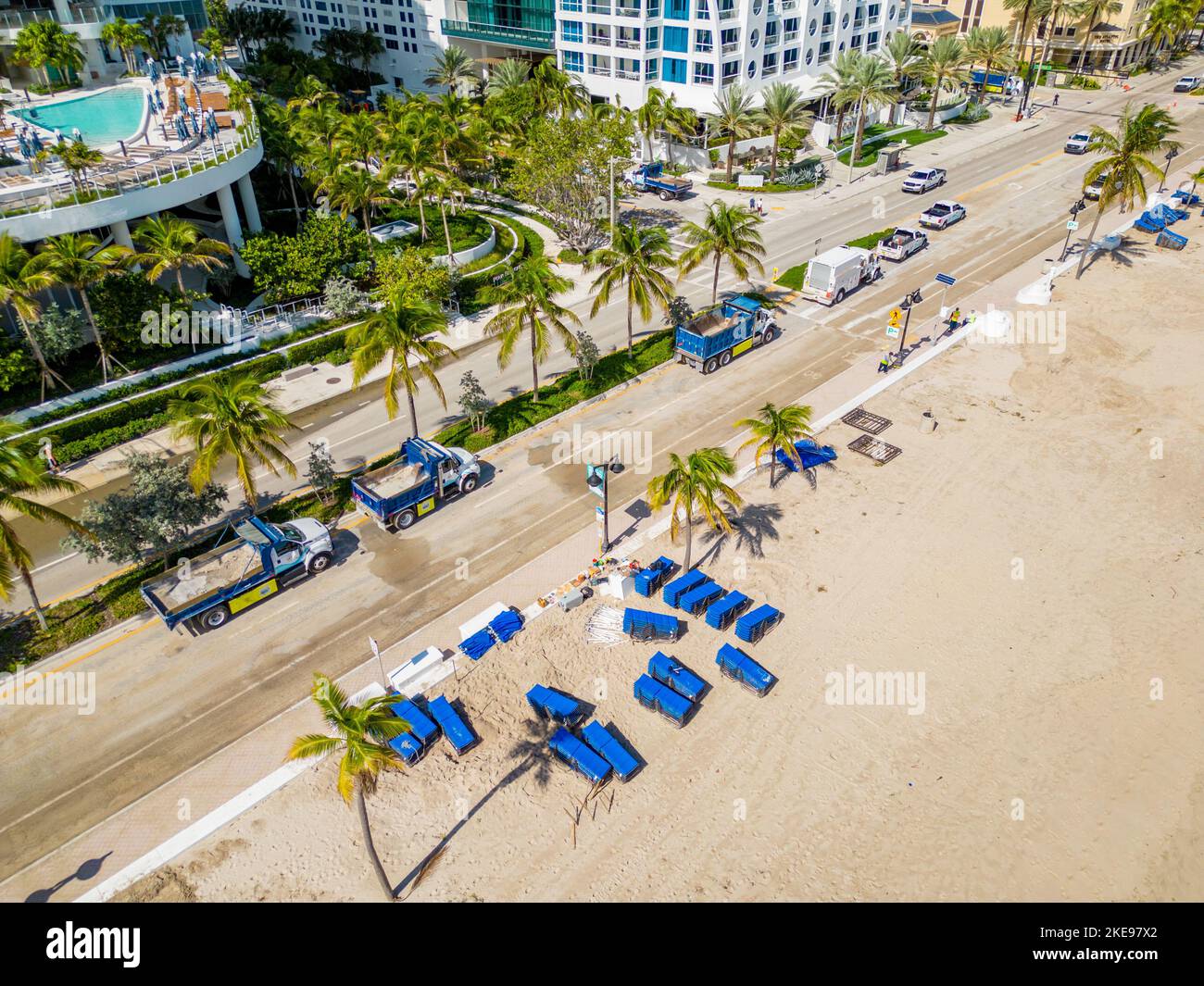 Fort Lauderdale Beach morning after Hurricane Nicole aftermath with ...