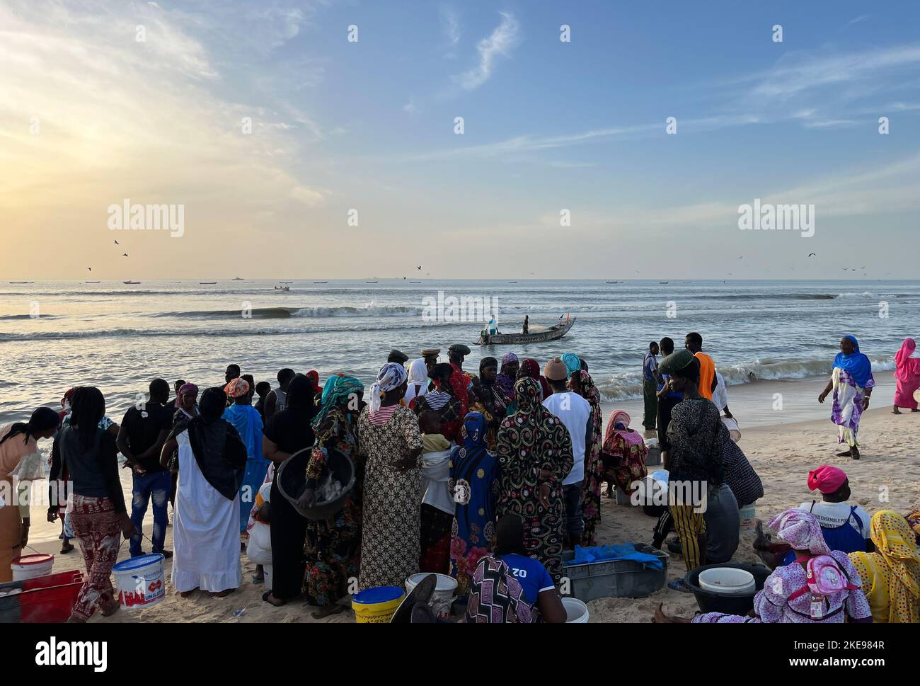 St. Louis, Senegal. 01st Nov, 2022. Porters and fish sellers wait on ...