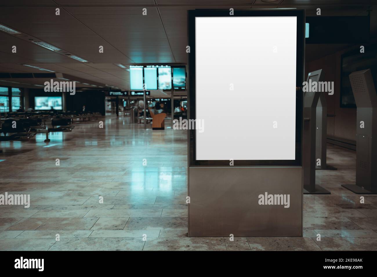A mockup of an empty advertising banner placeholder in a waiting room ...