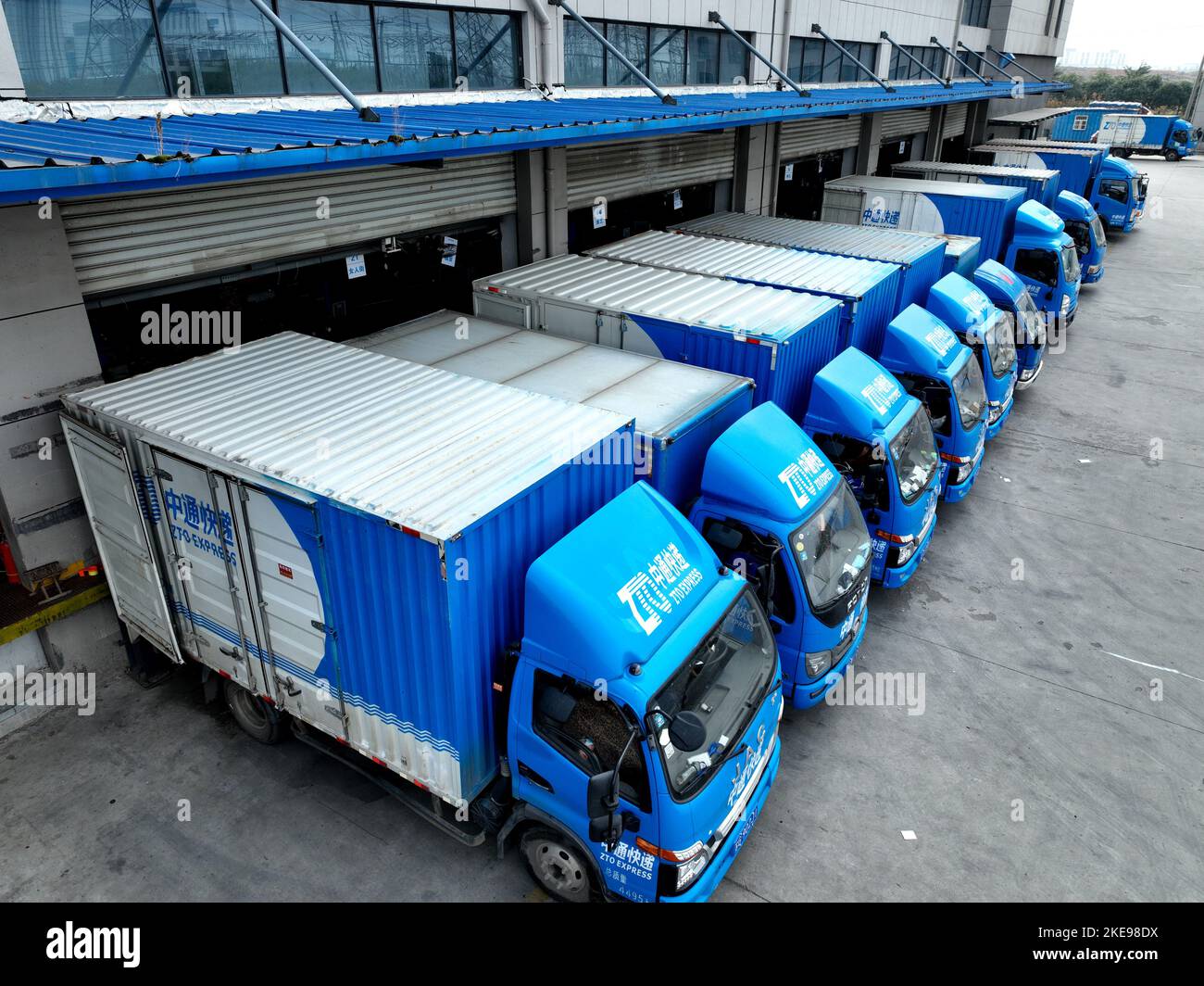 The staff sort and load the express parcels in the workshop of ...