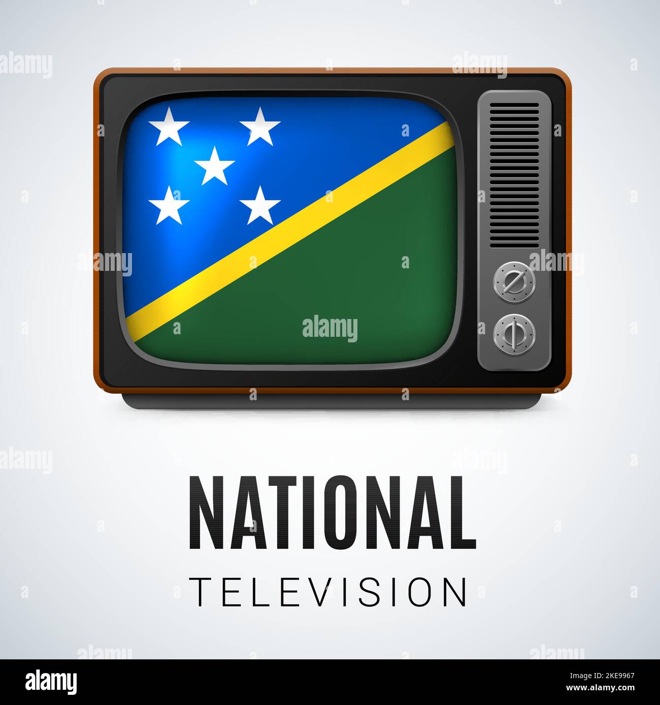 Vintage TV and Flag of Solomon Islands as Symbol National Television ...