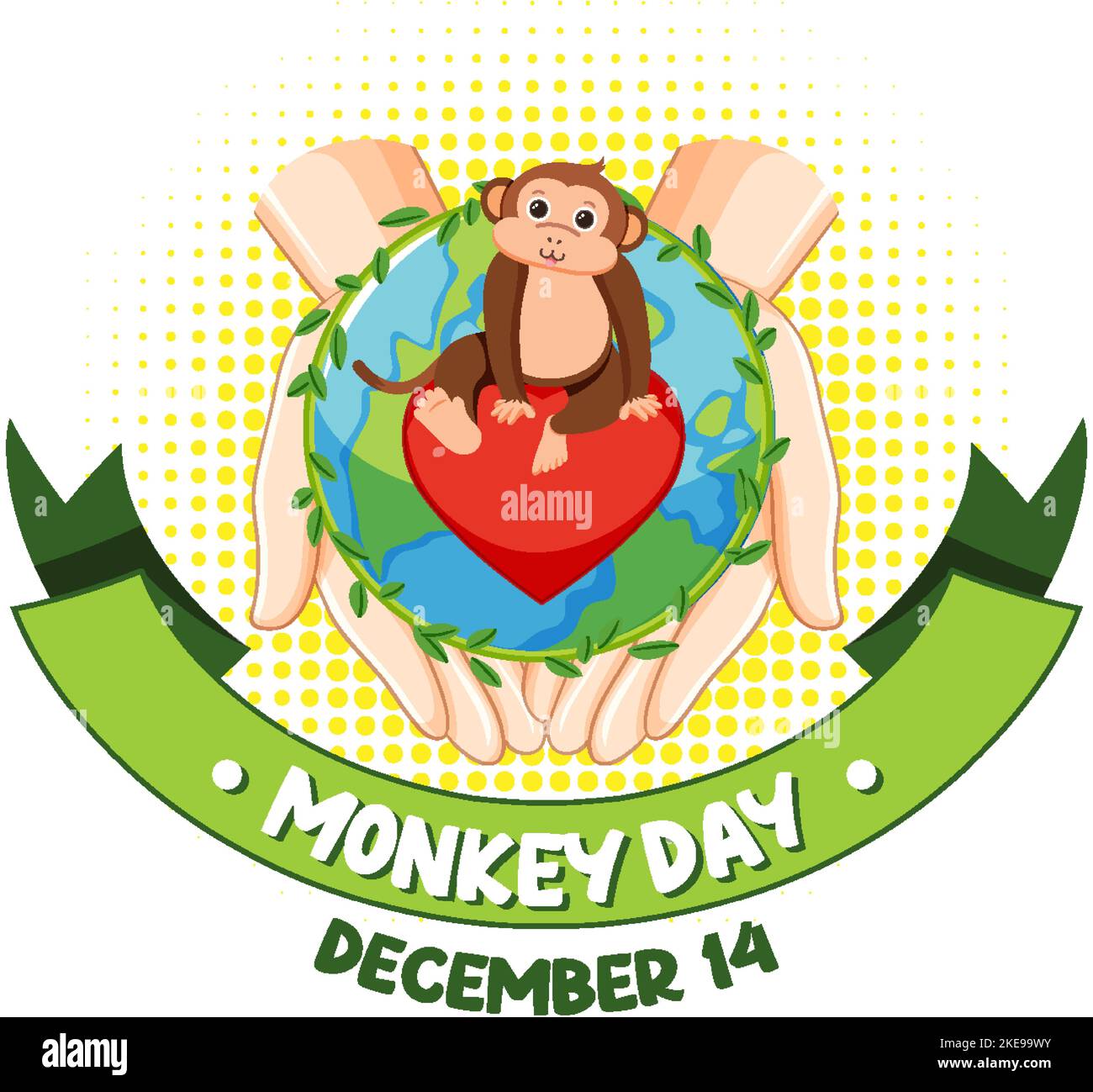 Monkey day text for banner or poster design illustration Stock Vector ...