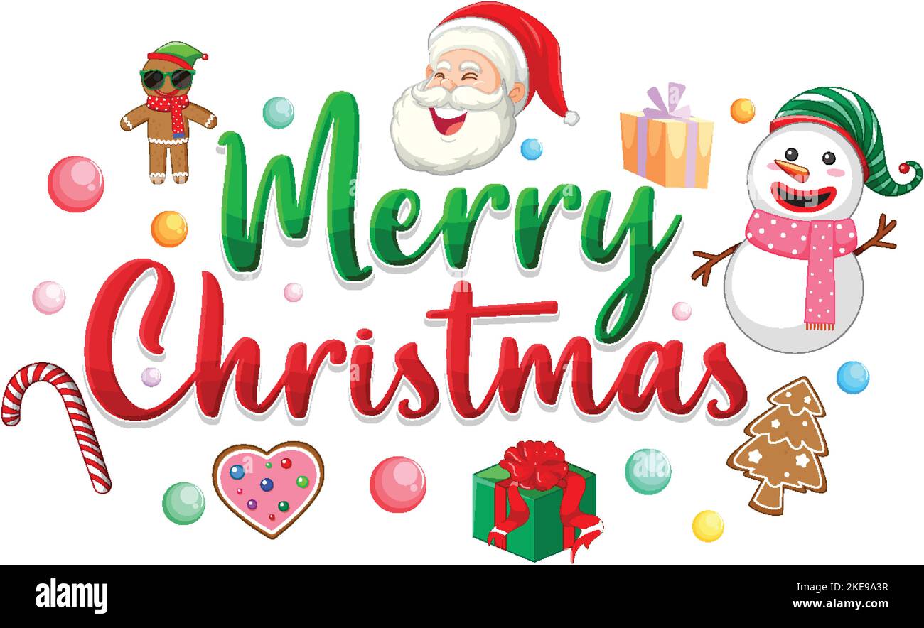 Merry Christmas sign icon cartoon illustration Stock Vector Image & Art ...