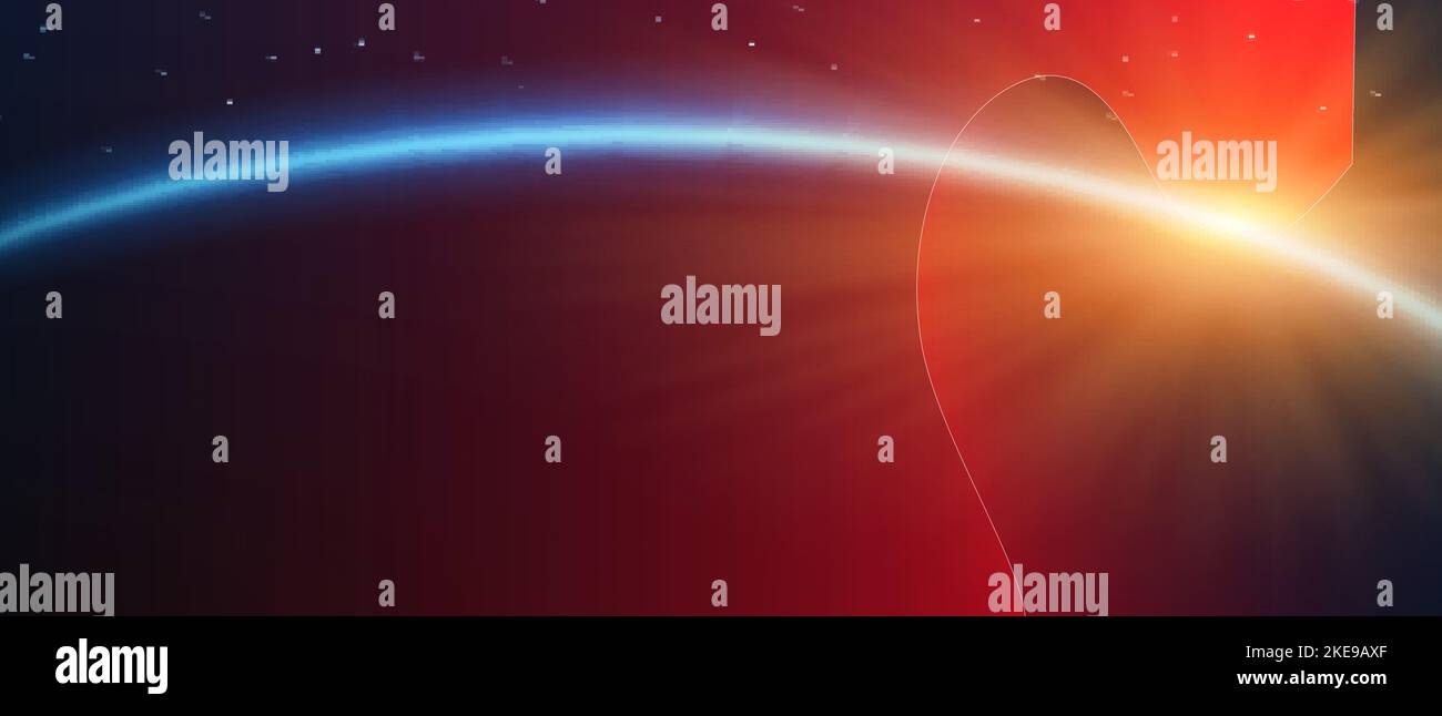 A faded semi acoustic guitar set on a red background with a bright ...