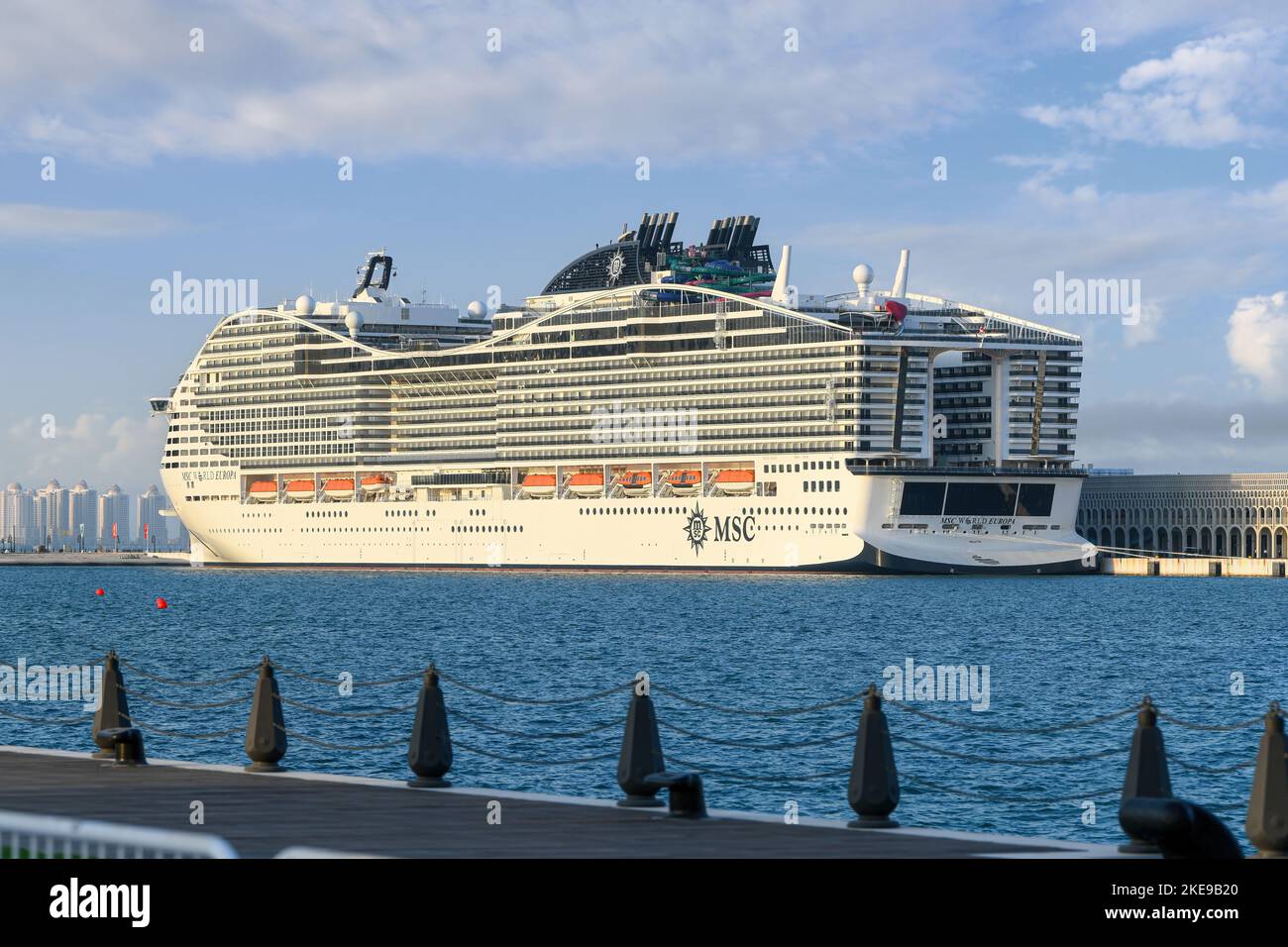 Doha, Qatar - November 11, 2022: MSC World Europa sails in Qatar to ...