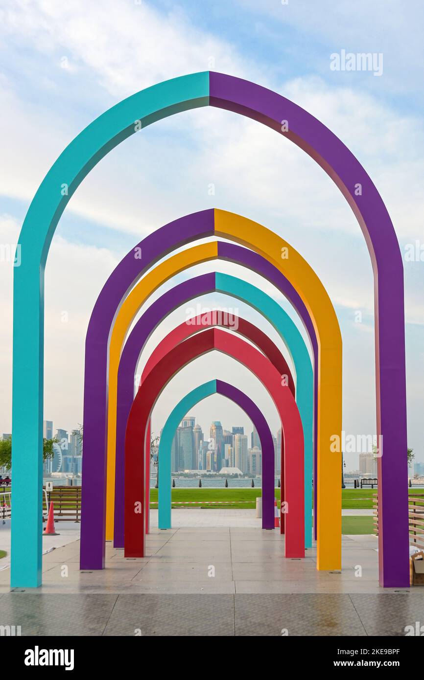 Old Doha port redevelopment into Mina district Box Park Qatar Stock ...