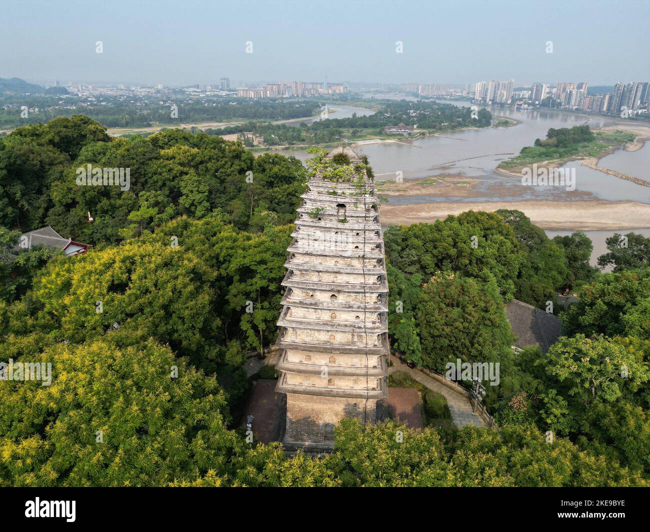Aerial photos show the full view of the Leshan Giant Buddha in Leshan ...