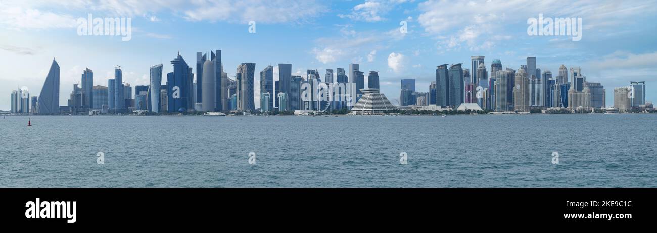 Panoramic Beautiful Doha Skyline in Day time Stock Photo - Alamy