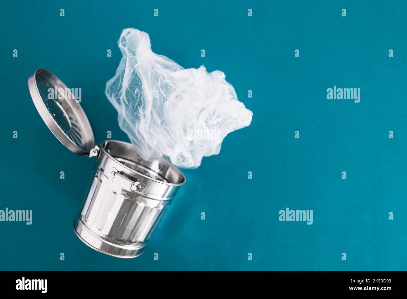 recycling and avoiding landfill conceptual image, open trash can with ...