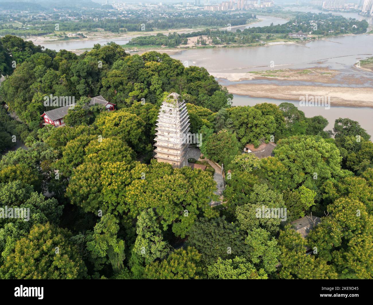 Aerial photos show the full view of the Leshan Giant Buddha in Leshan ...