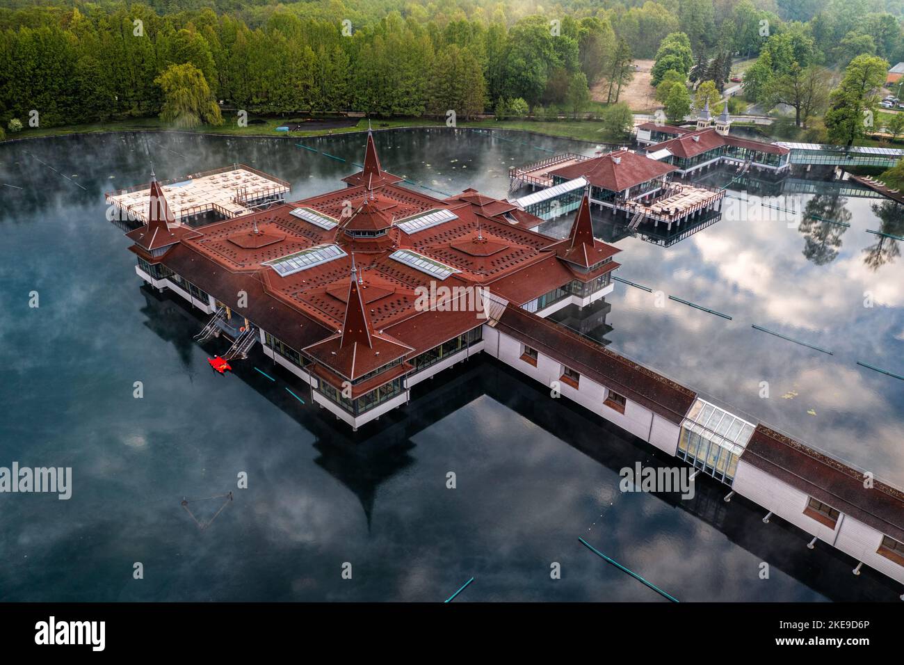 Heviz, Hungary - Aerial view of Lake Heviz, the world’s second largest ...