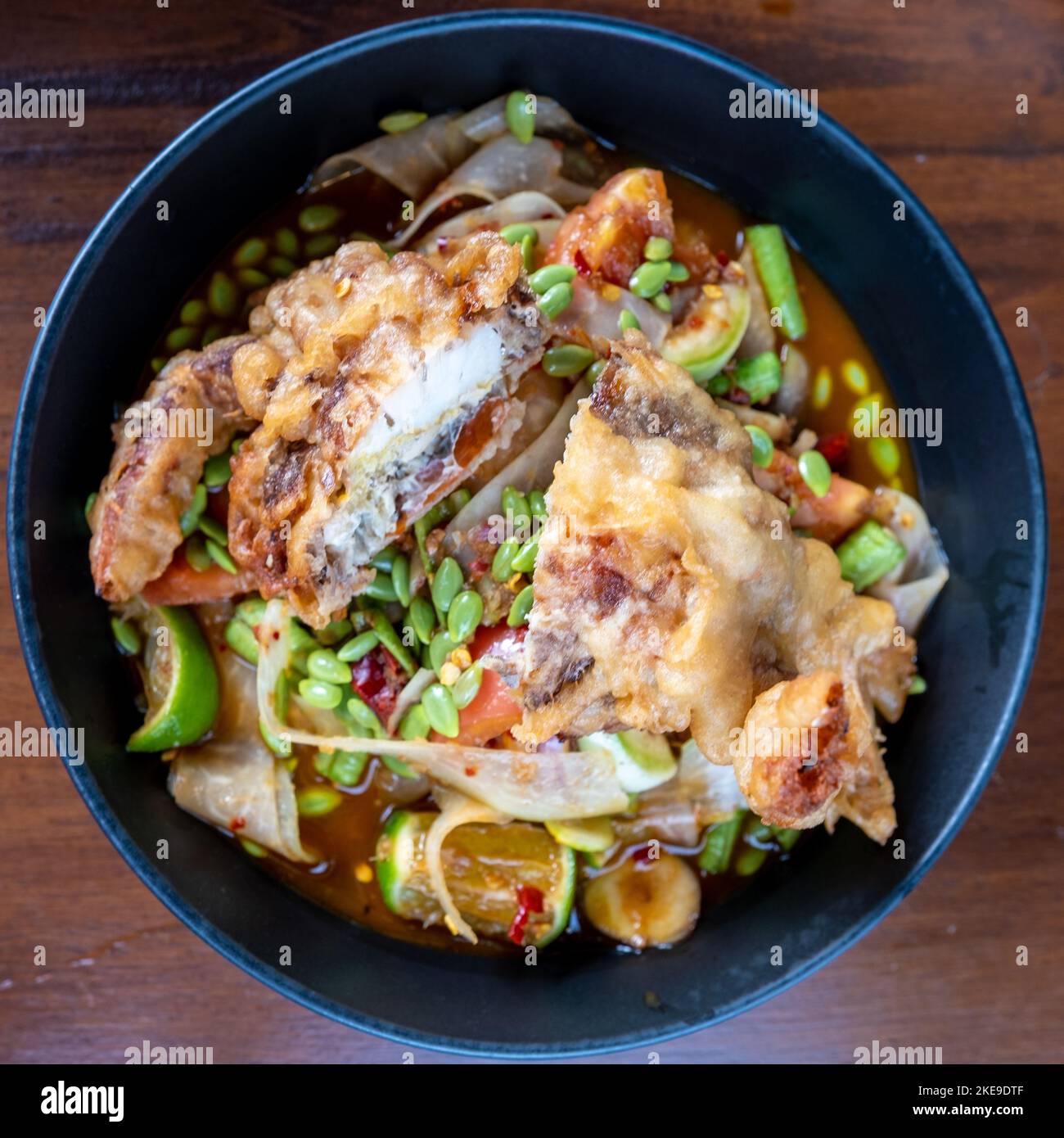 Top view at table with Thai food Stock Photo - Alamy