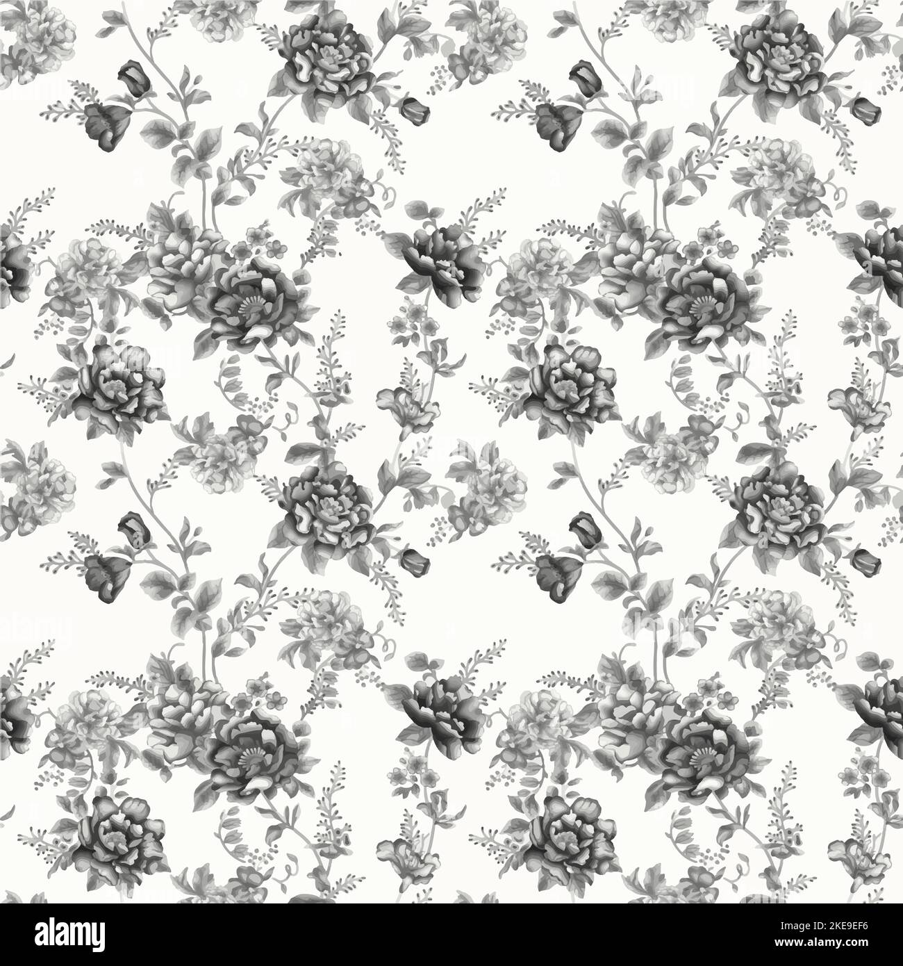 Vintage Flower Pattern Black And White