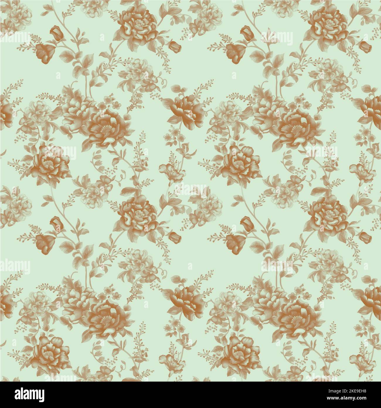 Seamless watercolor floral pattern - green leaves and branches ...