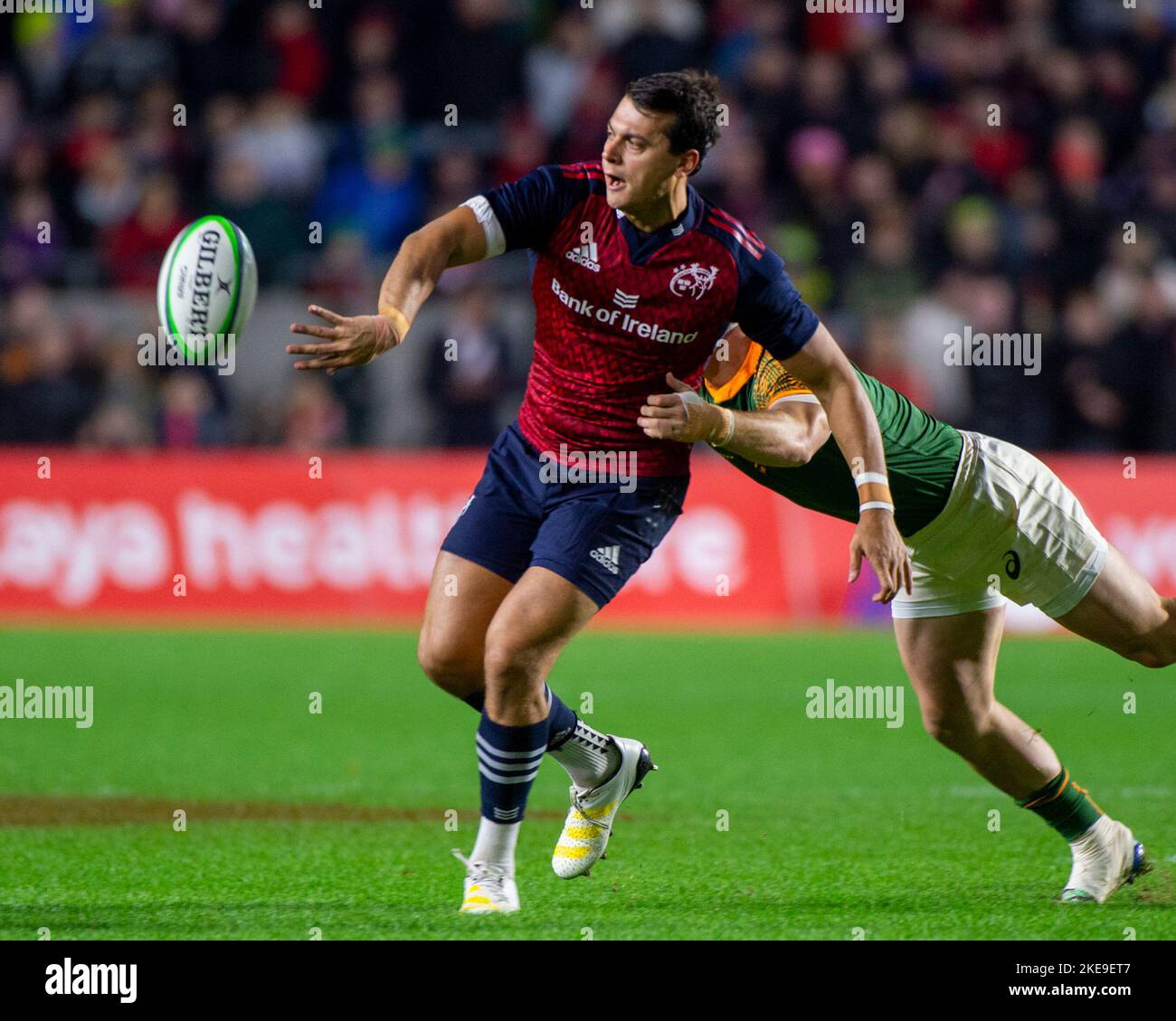 Cork, Ireland on November 10, 2022 Antoine Frisch of Munster in action ...